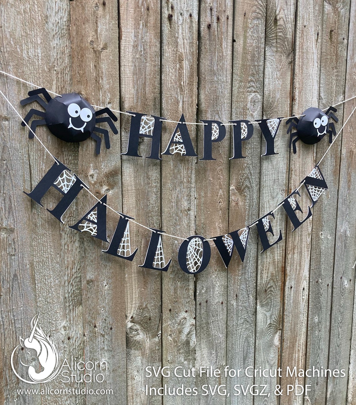 Halloween Cricut SVG 3D Paper Spider Web Banner Bunting Cut | Etsy
