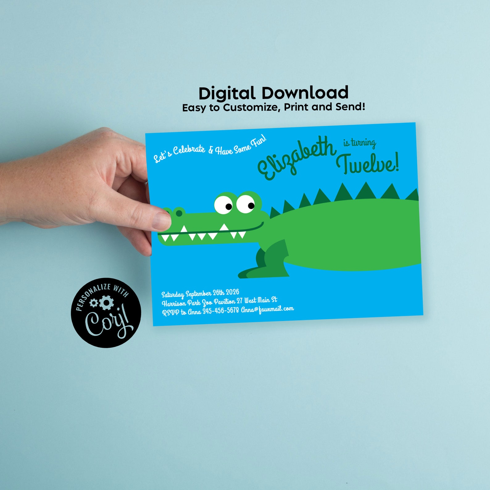 Gator Alligator Crocodile Birthday Party Invitation Editable - Etsy