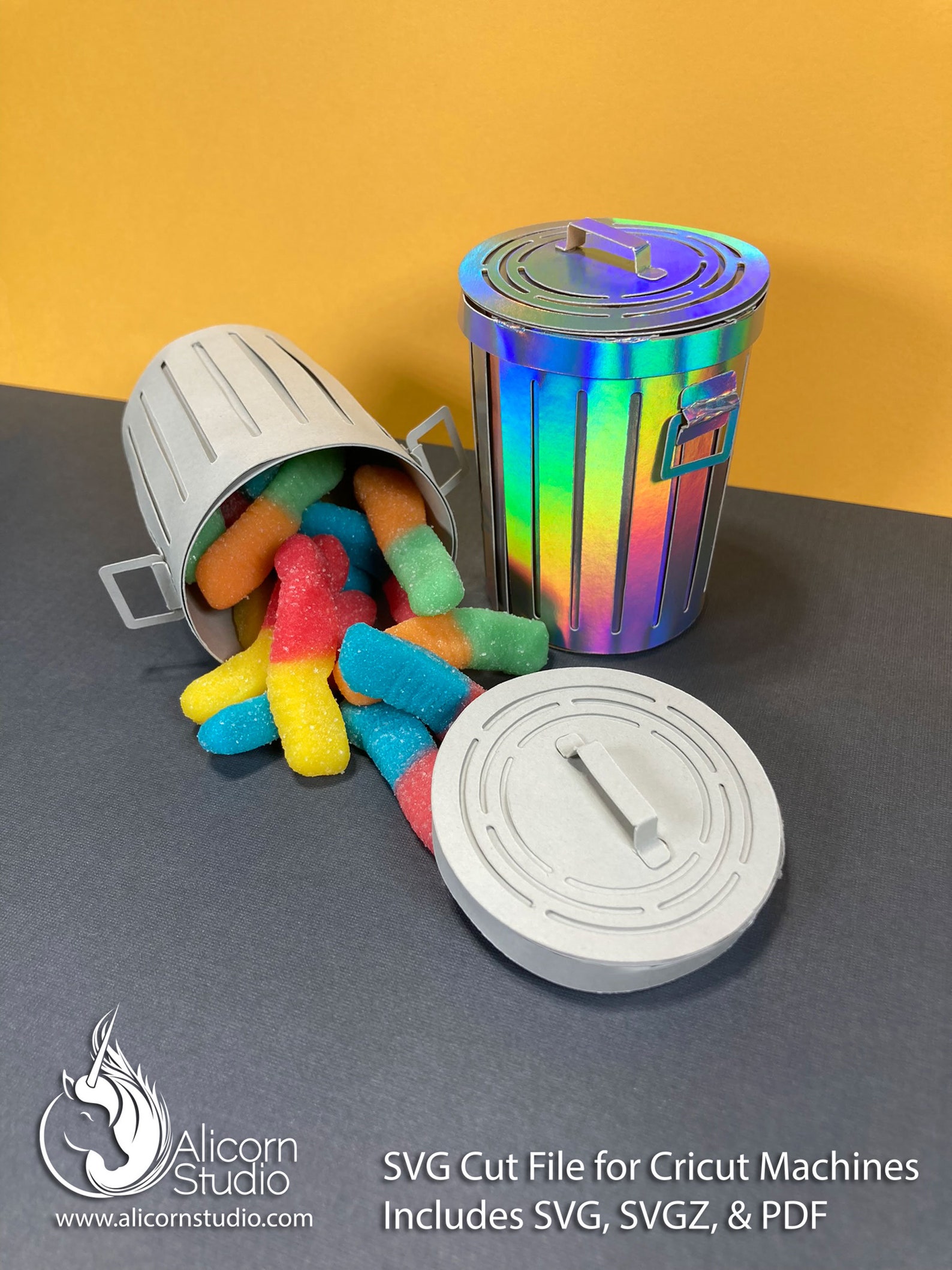 3D Paper Trash Can SVG File: Cricut Party Favor Box (PDF) - Etsy