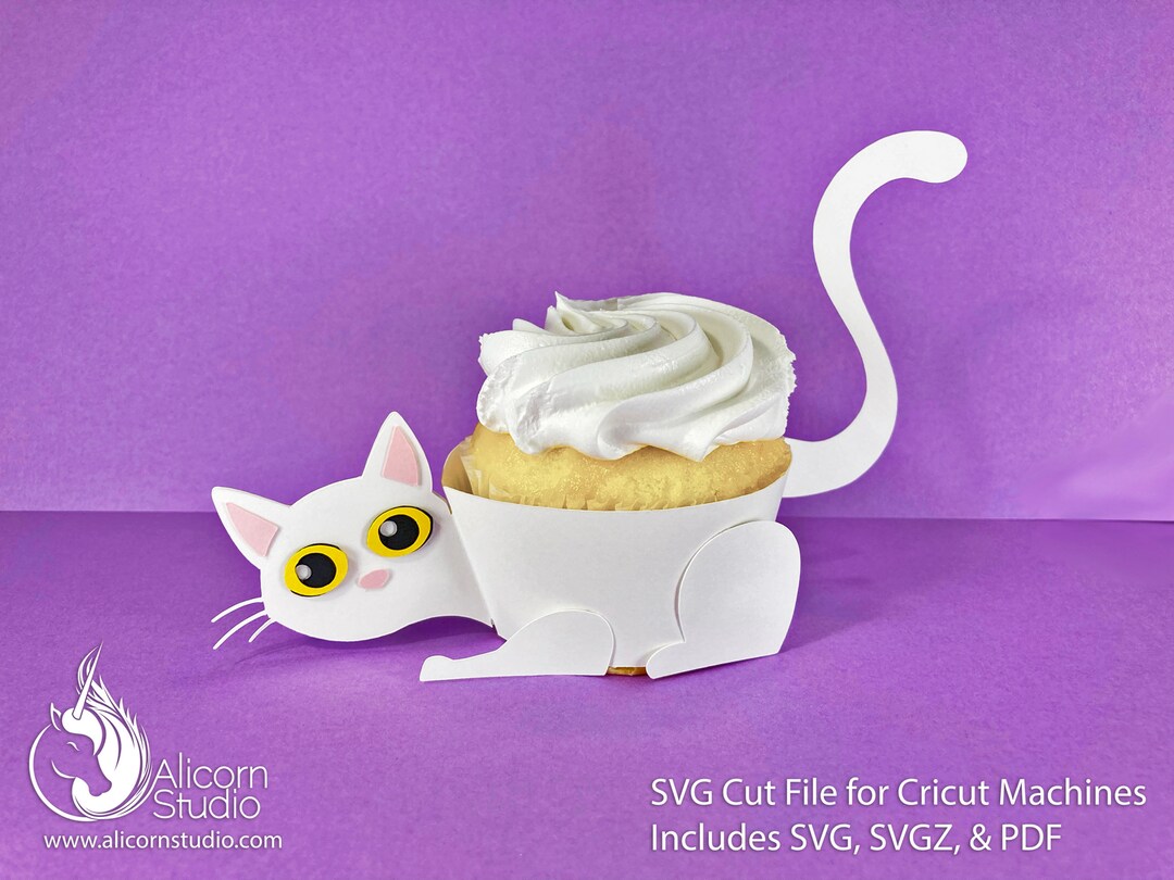 Kitty Cat Cupcake Wrapper: 3D Paper SVG File (digital Download) - Etsy