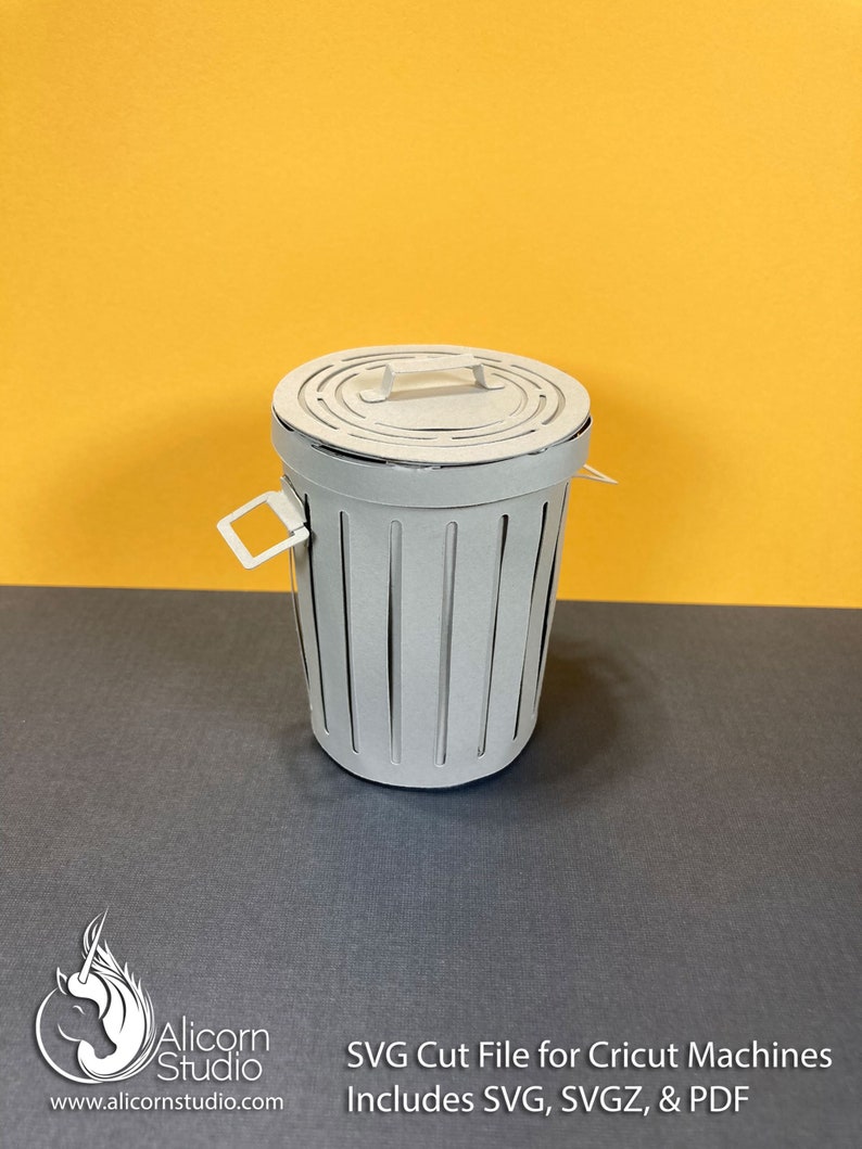 3D Paper Trash Can SVG File: Cricut Party Favor Box (PDF) - Etsy