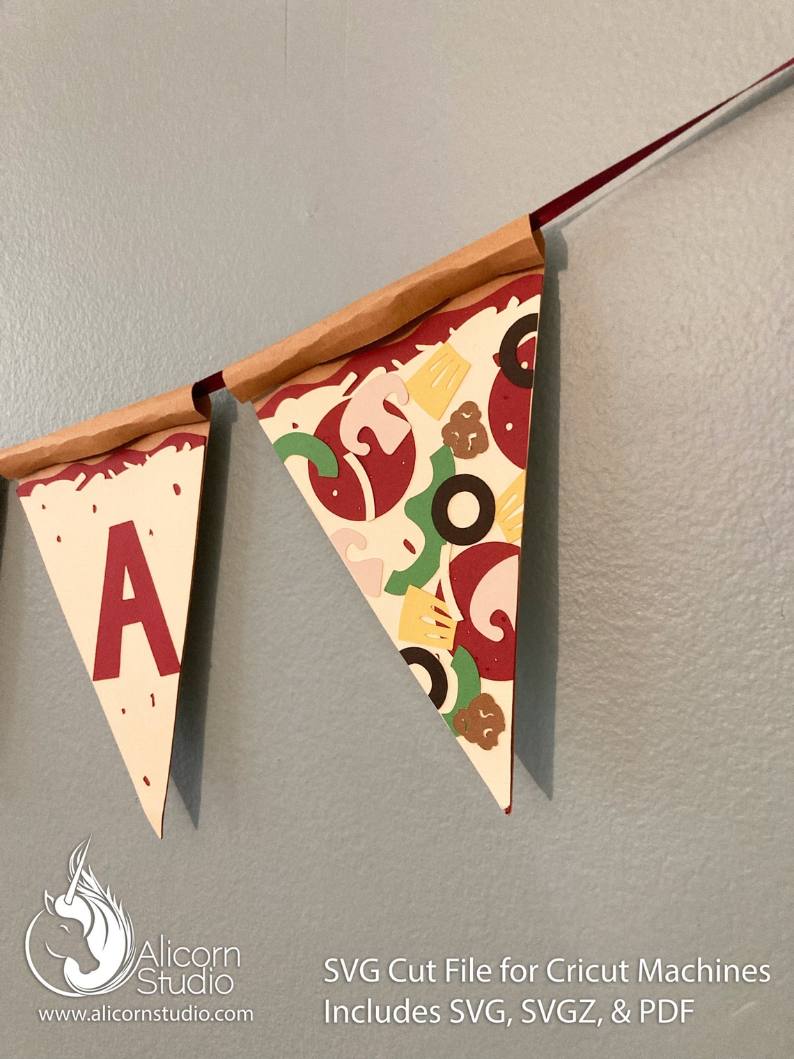 3D Paper Pizza Banner Bunting SVG File Cut File for Cricut - Etsy