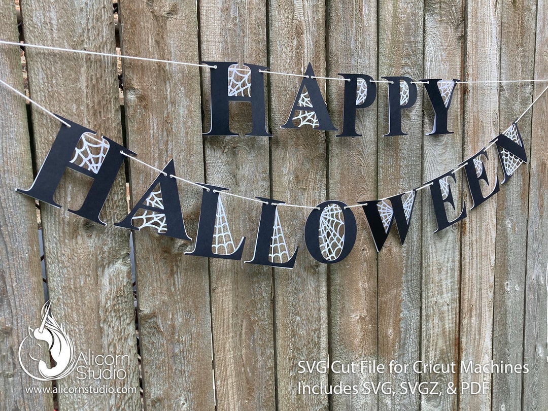 Halloween Spider Web Letters Cricut SVG 3D Paper Banner Bunting Cut ...