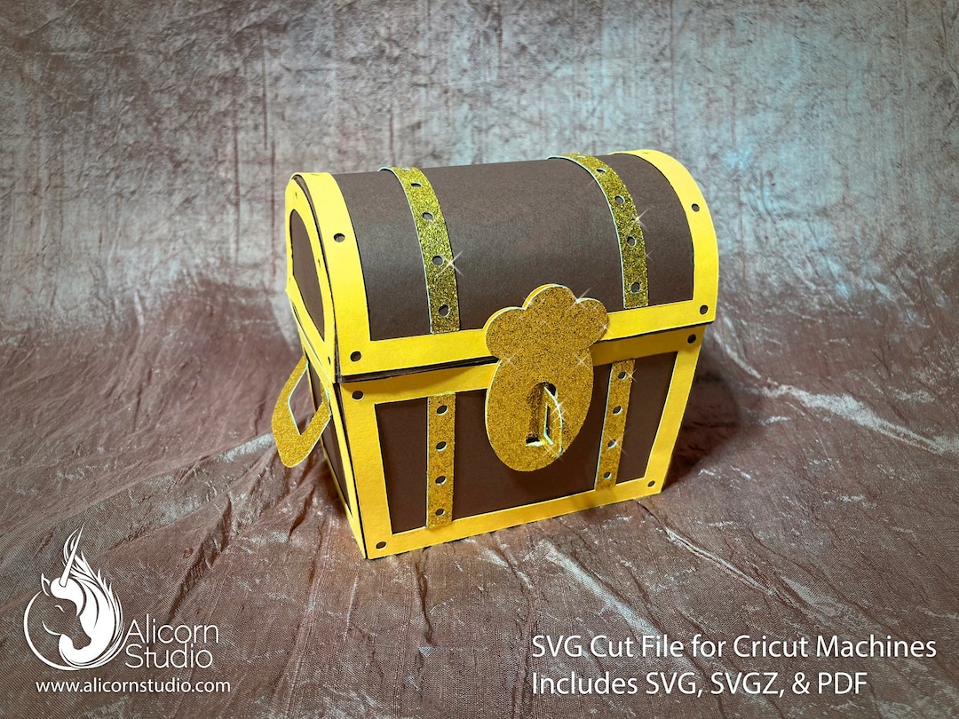 3D Paper Treasure Chest Favor Box SVG Cut File Cricut Pirate Party ...