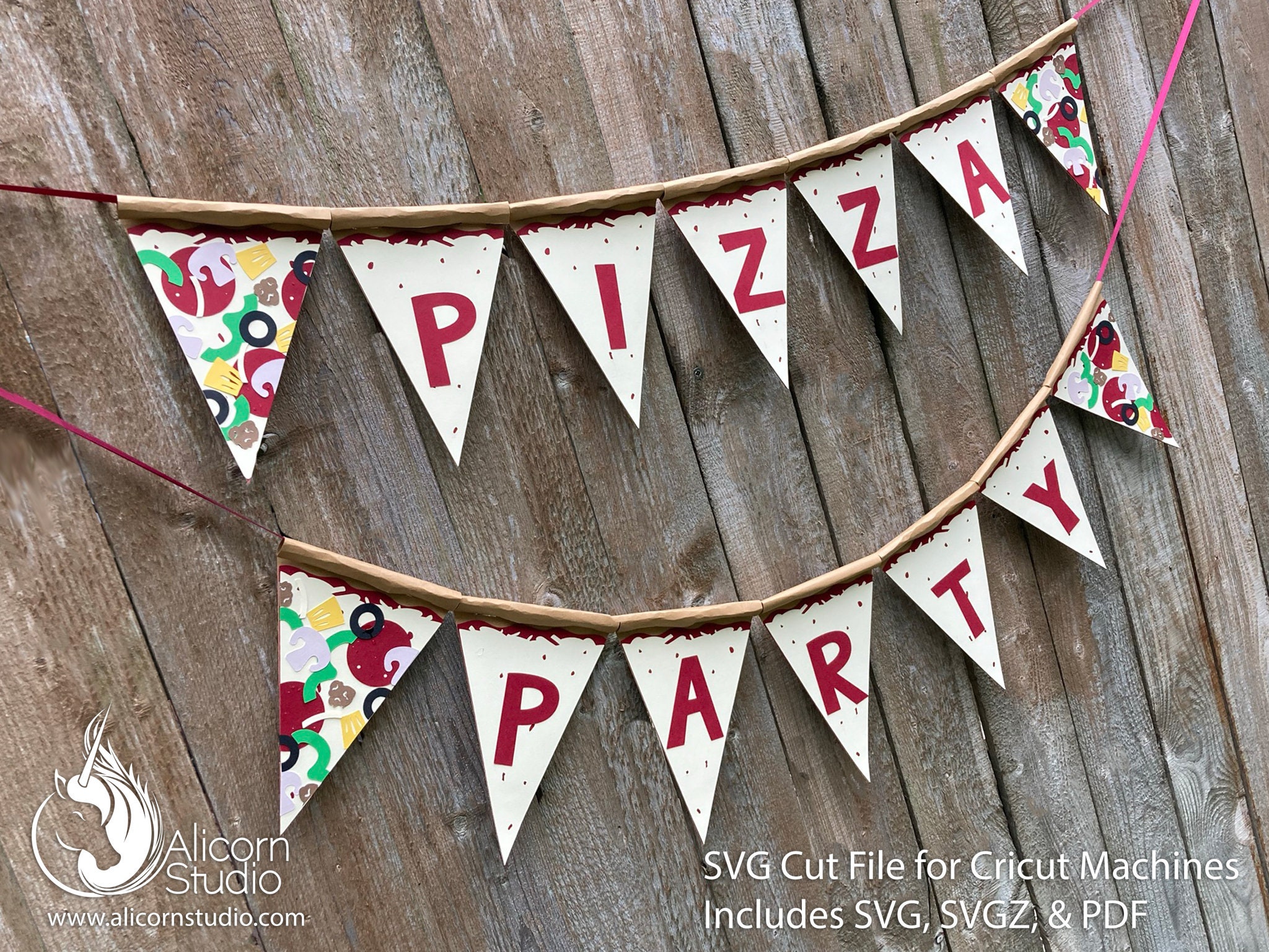 3D Paper Pizza Banner Bunting SVG File Cut File for Cricut - Etsy