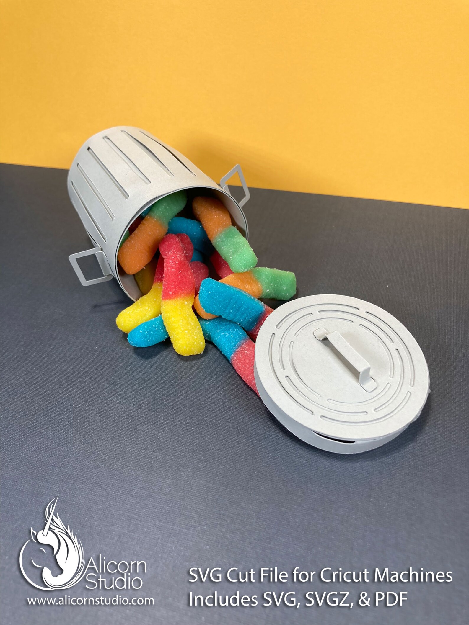 3D Paper Trash Can SVG File: Cricut Party Favor Box (PDF) - Etsy