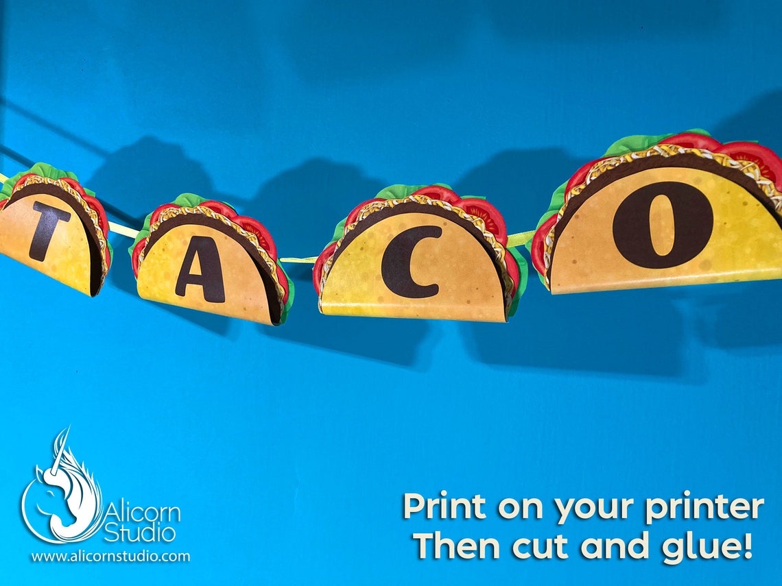 Printable Taco Banner 3D File Mexican Fiesta Party Decor - Etsy