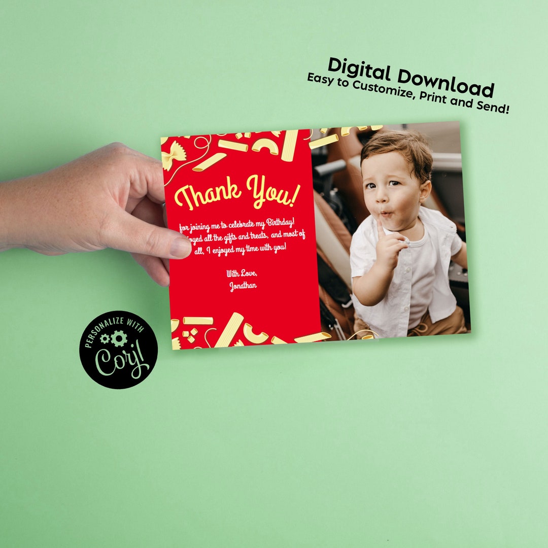 Noodles Pasta Thank You Card Notes Editable Digital Download Italian ...