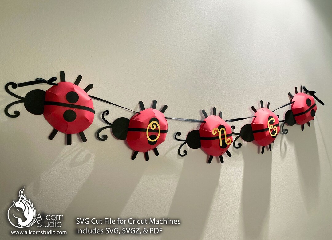 3D Paper Ladybug Banner Bunting SVG File Cut File for Cricut Bug Insect ...