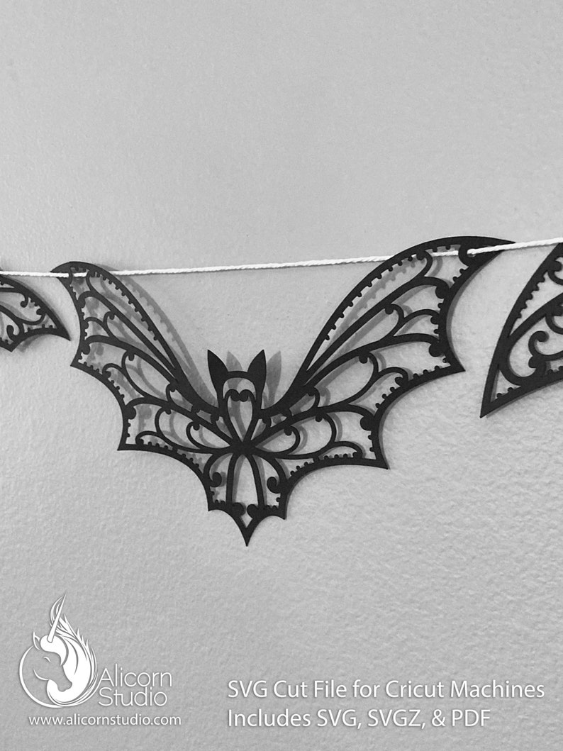 Halloween Bat Cricut SVG Cut File Fancy Lace Banner Decor | Etsy
