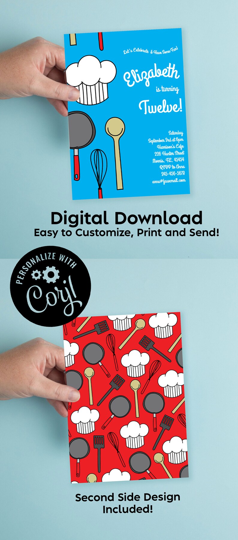 Chef Cooking Birthday Party Invitation Editable Digital - Etsy