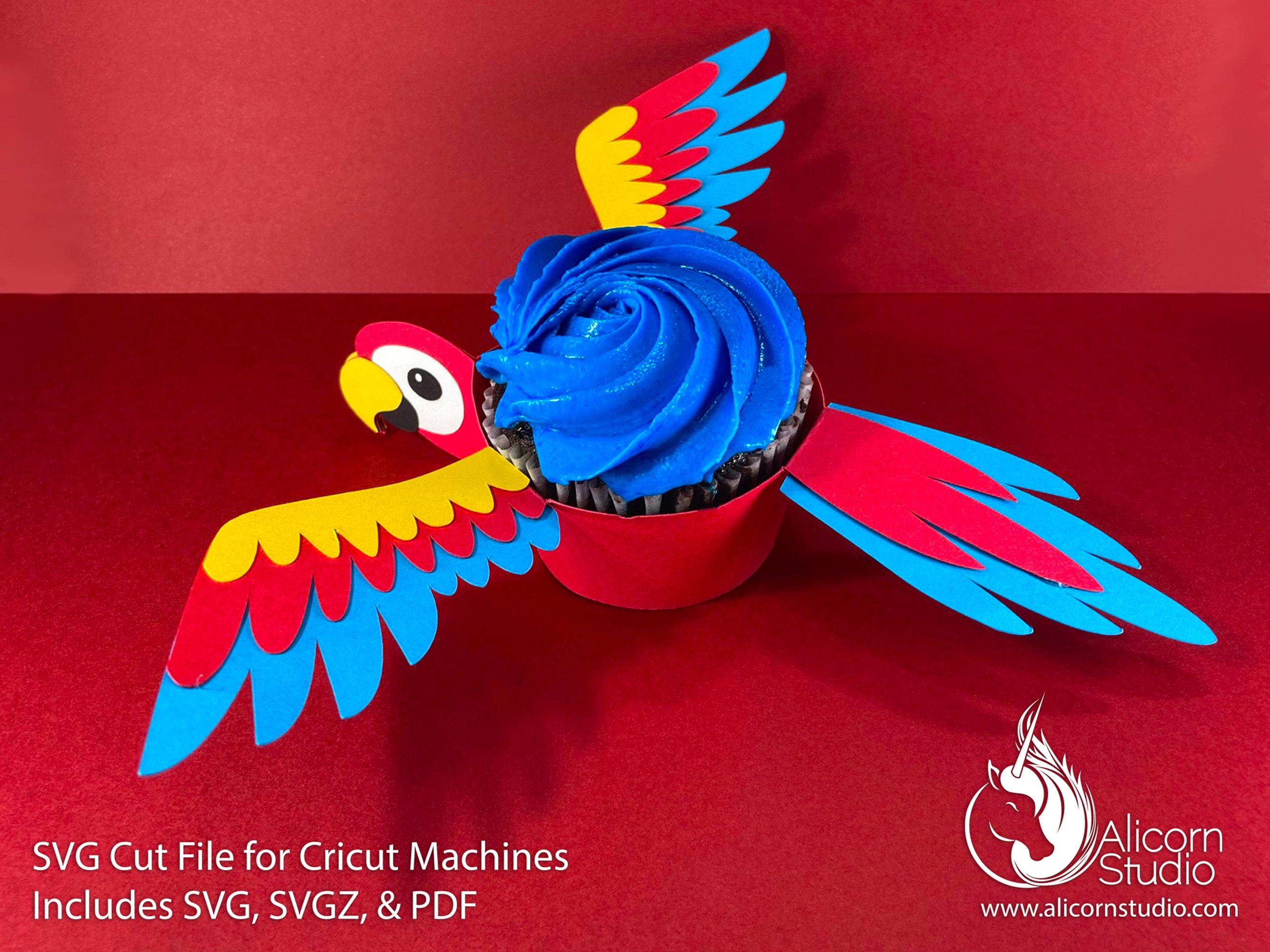 Cricut Parrot Cupcake Wrapper: 3D Rainbow Macaw SVG Cut File (digital ...