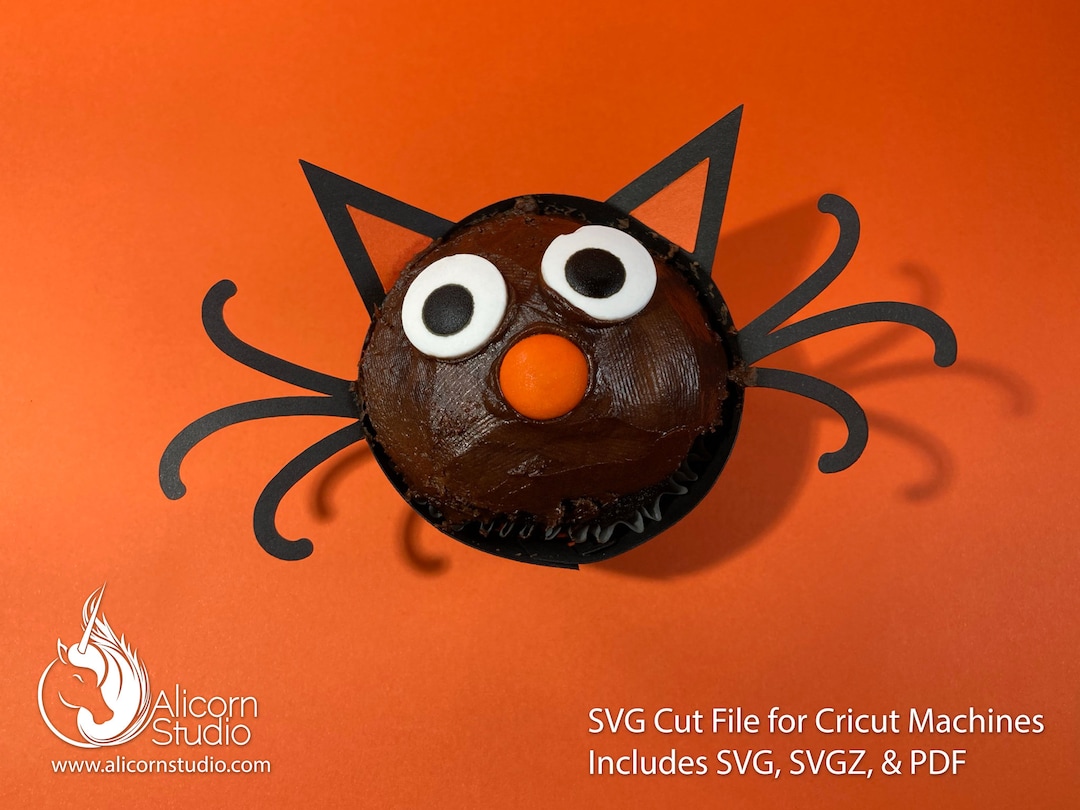 Halloween Black Cat Face 3D Cupcake Wrap Paper SVG Cut File for Cricut ...