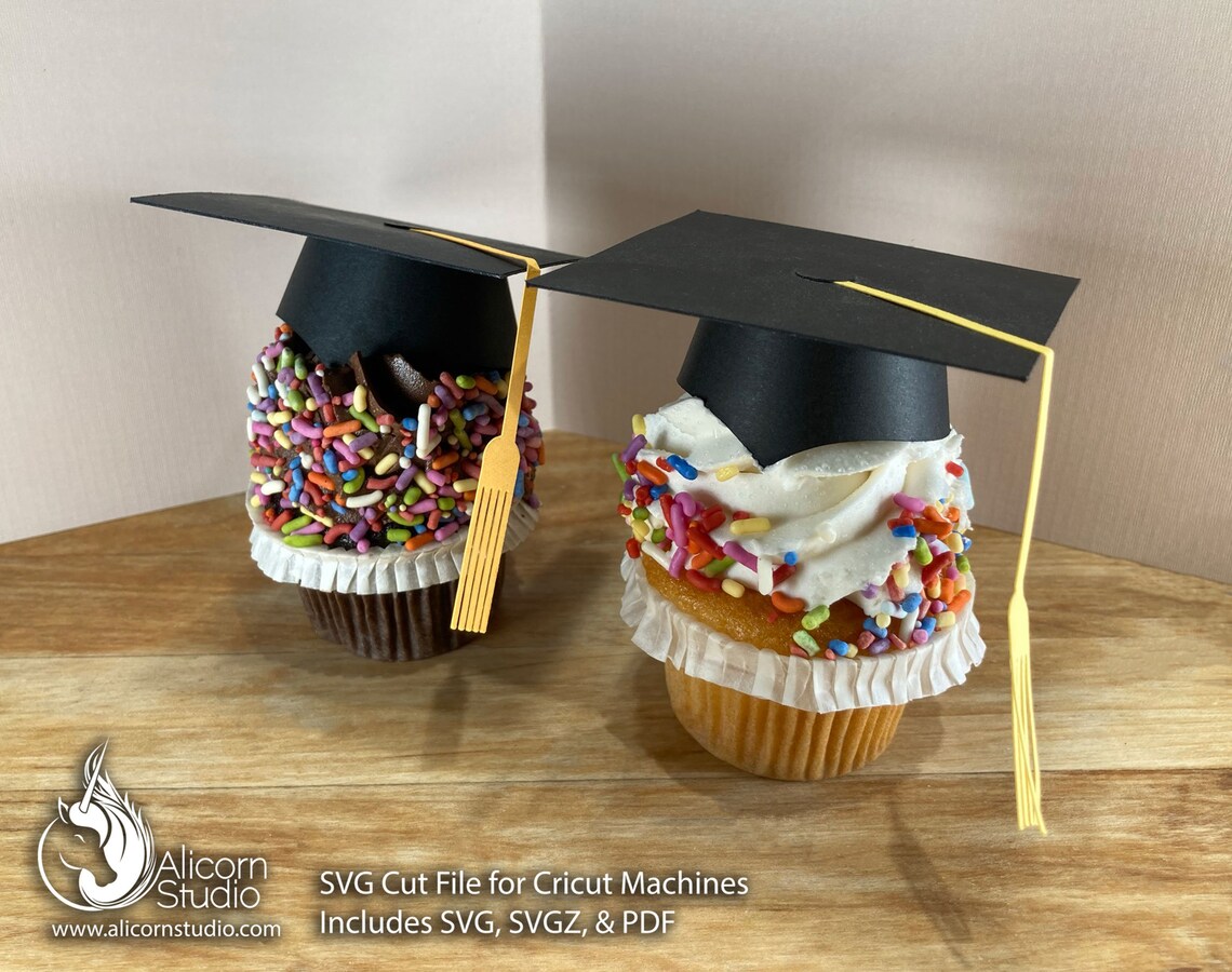 3D Paper Graduation Hat SVG File Cut File for Cricut Cupcake | Etsy UK