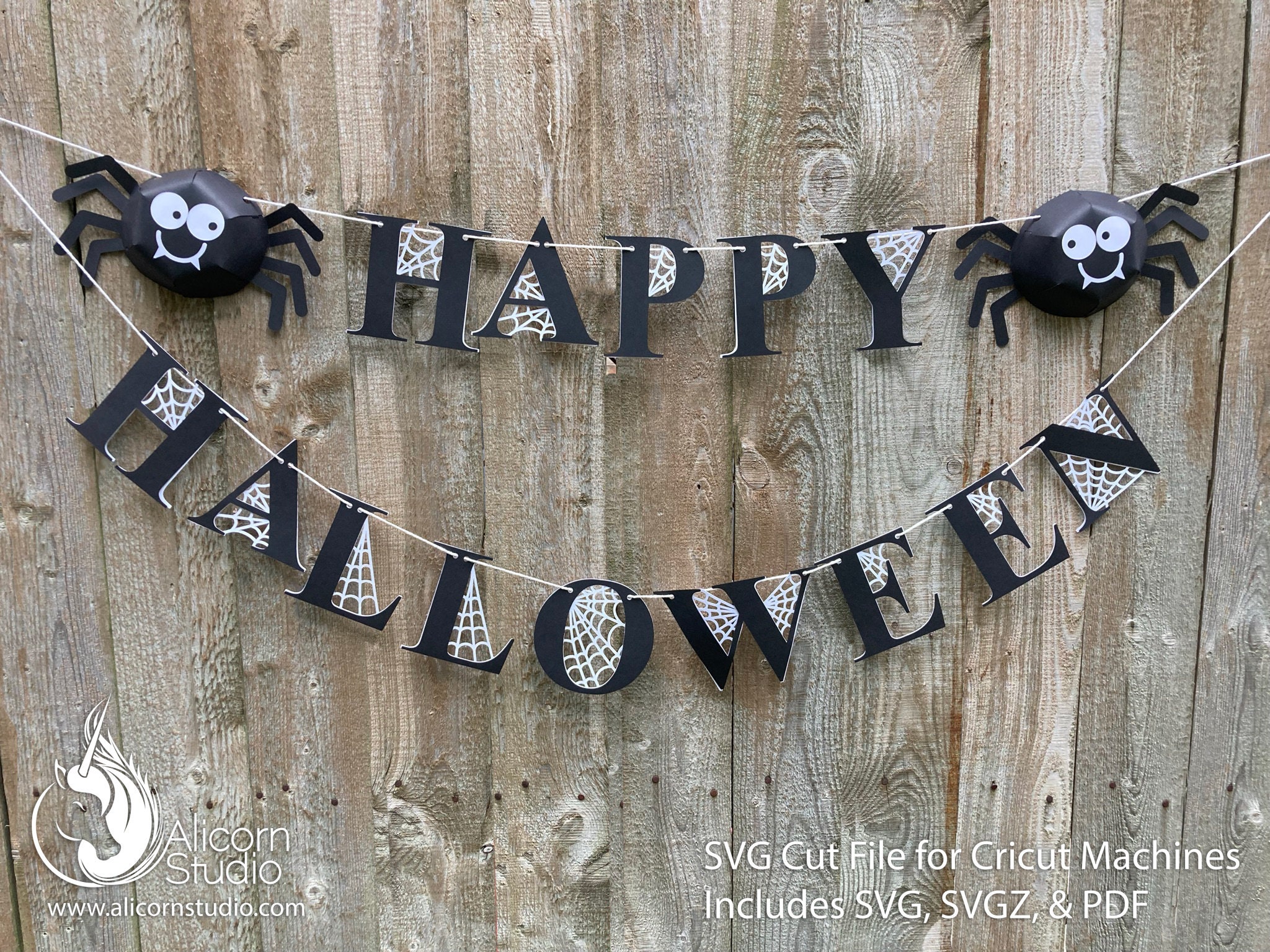 Halloween Cricut SVG 3D Paper Spider Web Banner Bunting Cut - Etsy