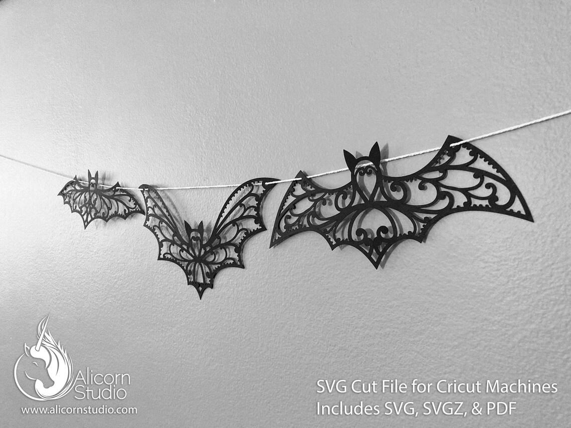 Halloween Bat Cricut SVG Cut File Fancy Lace Banner Decor | Etsy