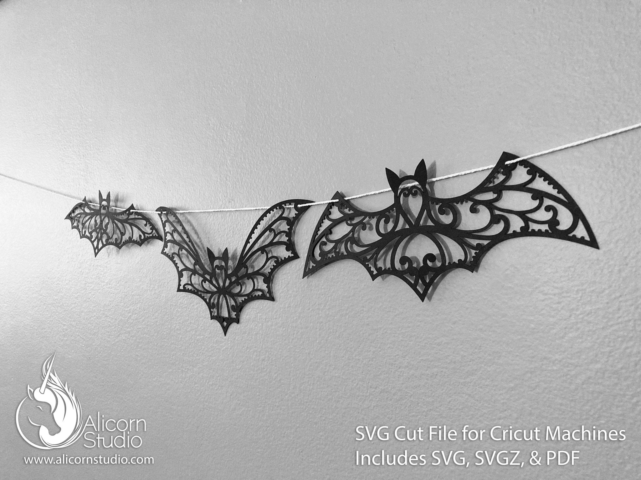 Halloween Bat Cricut SVG Cut File Fancy Lace Banner Decor | Etsy