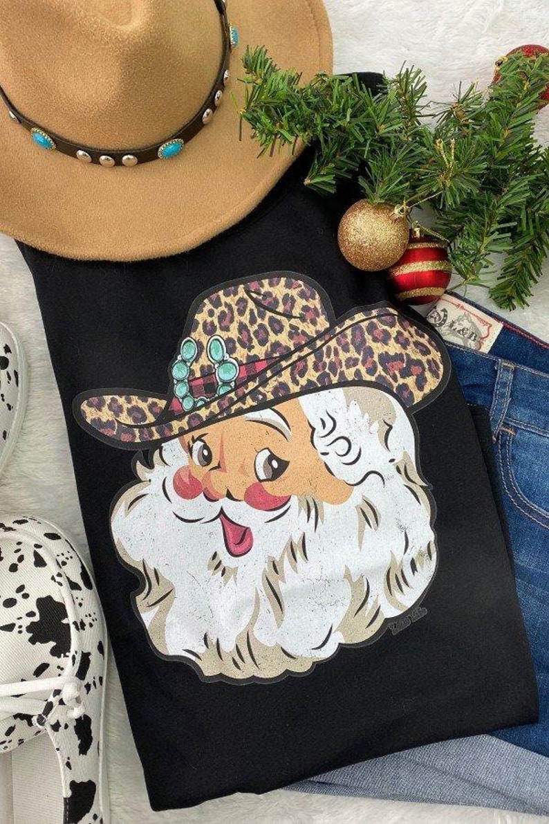 Leopard Santa T-shirt - Etsy