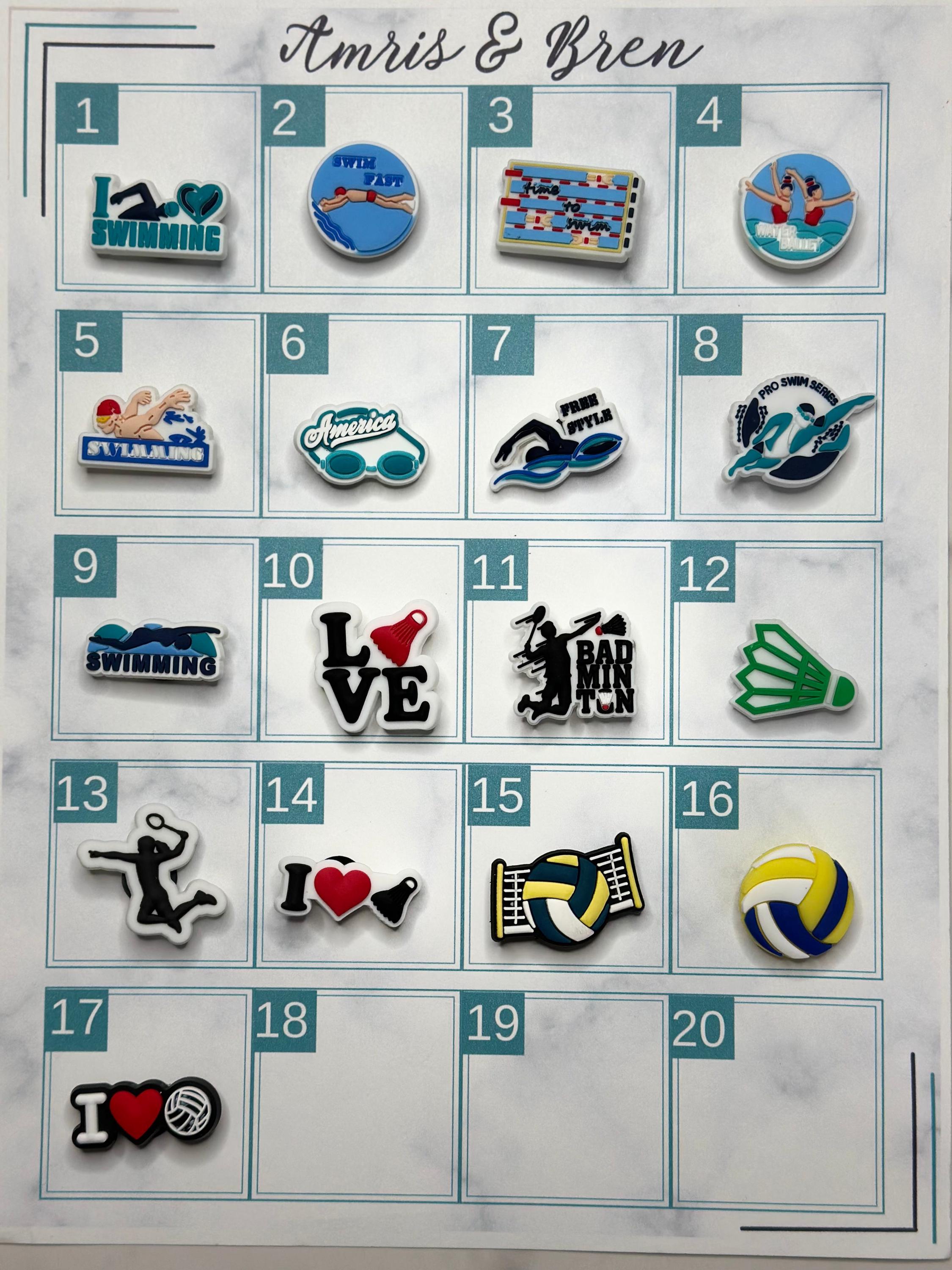 Swim Themed Shoe Charms for Crocs, Croc Compatible Volleyball Charms ...