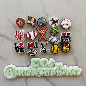 Baseball Themed Shoe Charms, SOFTBALL Croc Compatible Shoe Charms ...