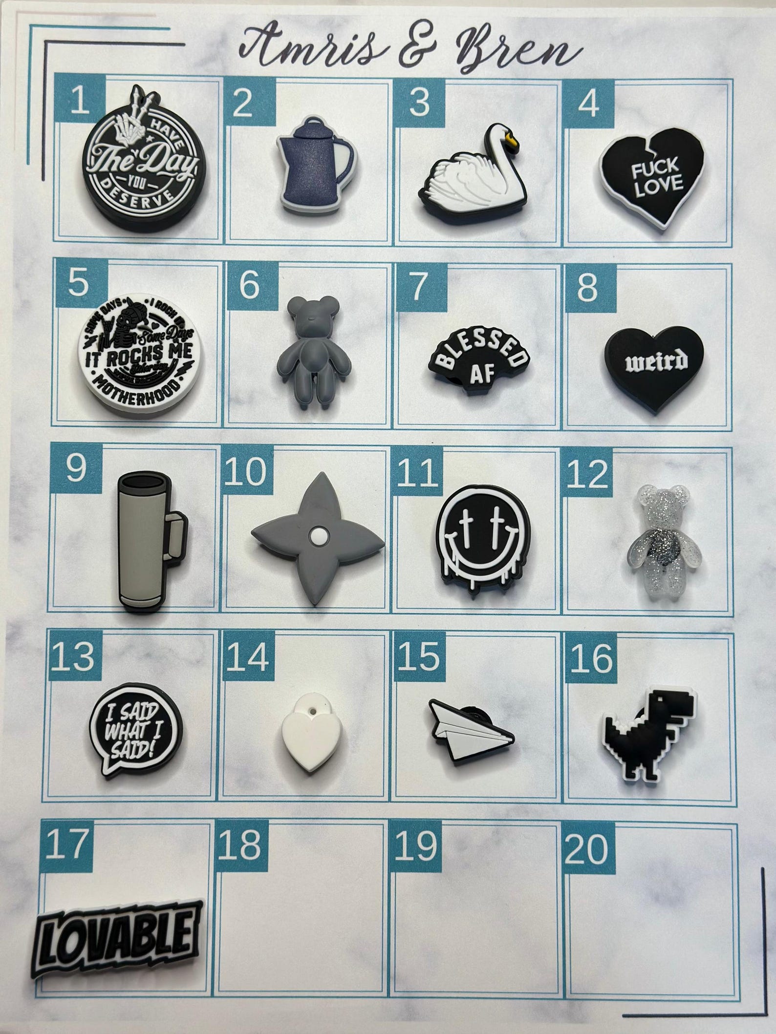 Croc Compatible Black and White Shoe Charms, Bear Shoe Charms for Crocs ...