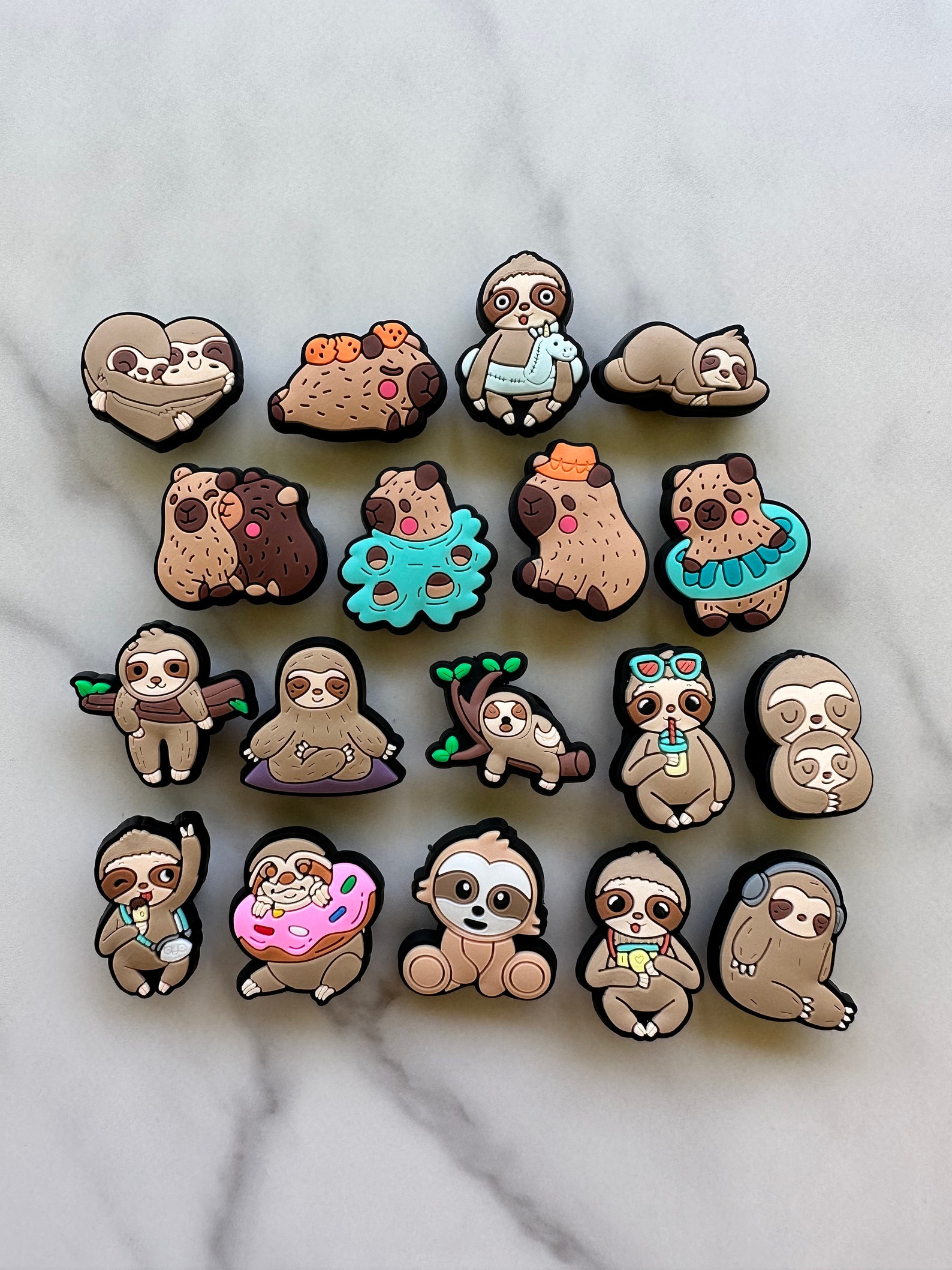 Cute Sloth Croc Compatible Shoe Charms, Capybara Shoe Charms for Your ...