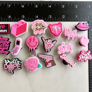 Croc Compatible Pink Smiley Face Shoe Charms, Music Notes Shoe Charm ...