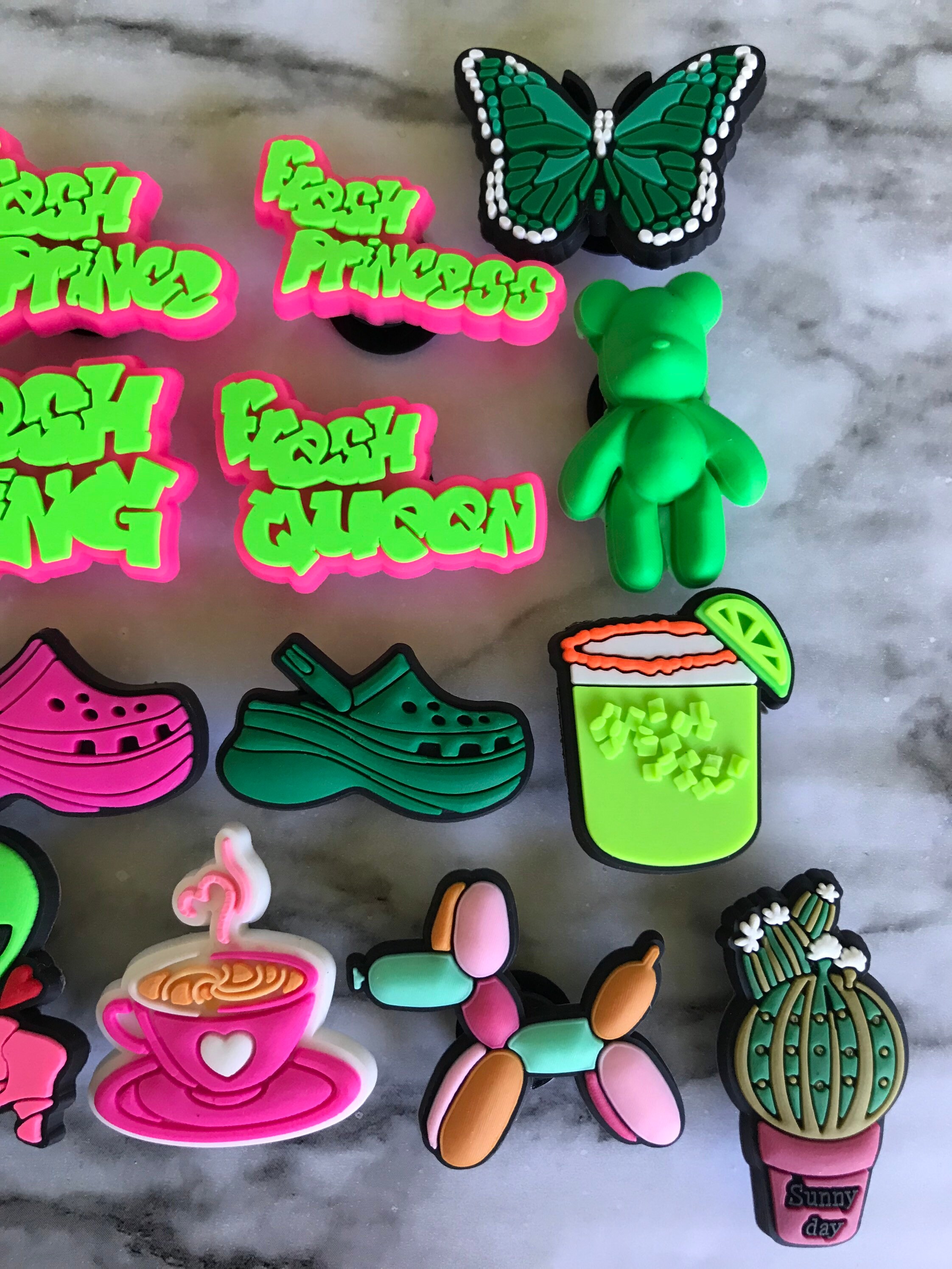 New Hot Pink and Bright Green Croc Compatible Shoe Charms - Etsy