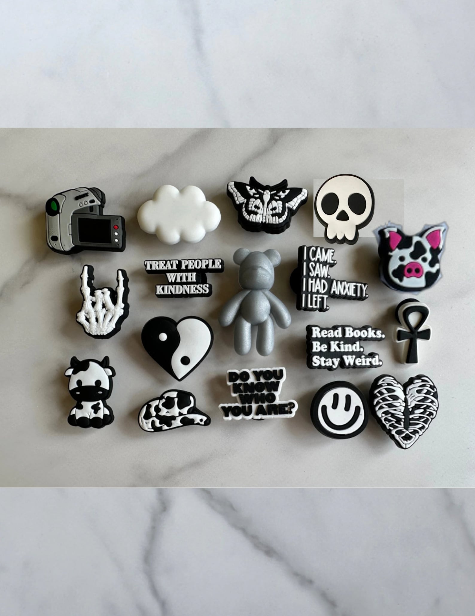 Trending Black and White Croc Compatible Shoe Charms for Crocs, Cow ...