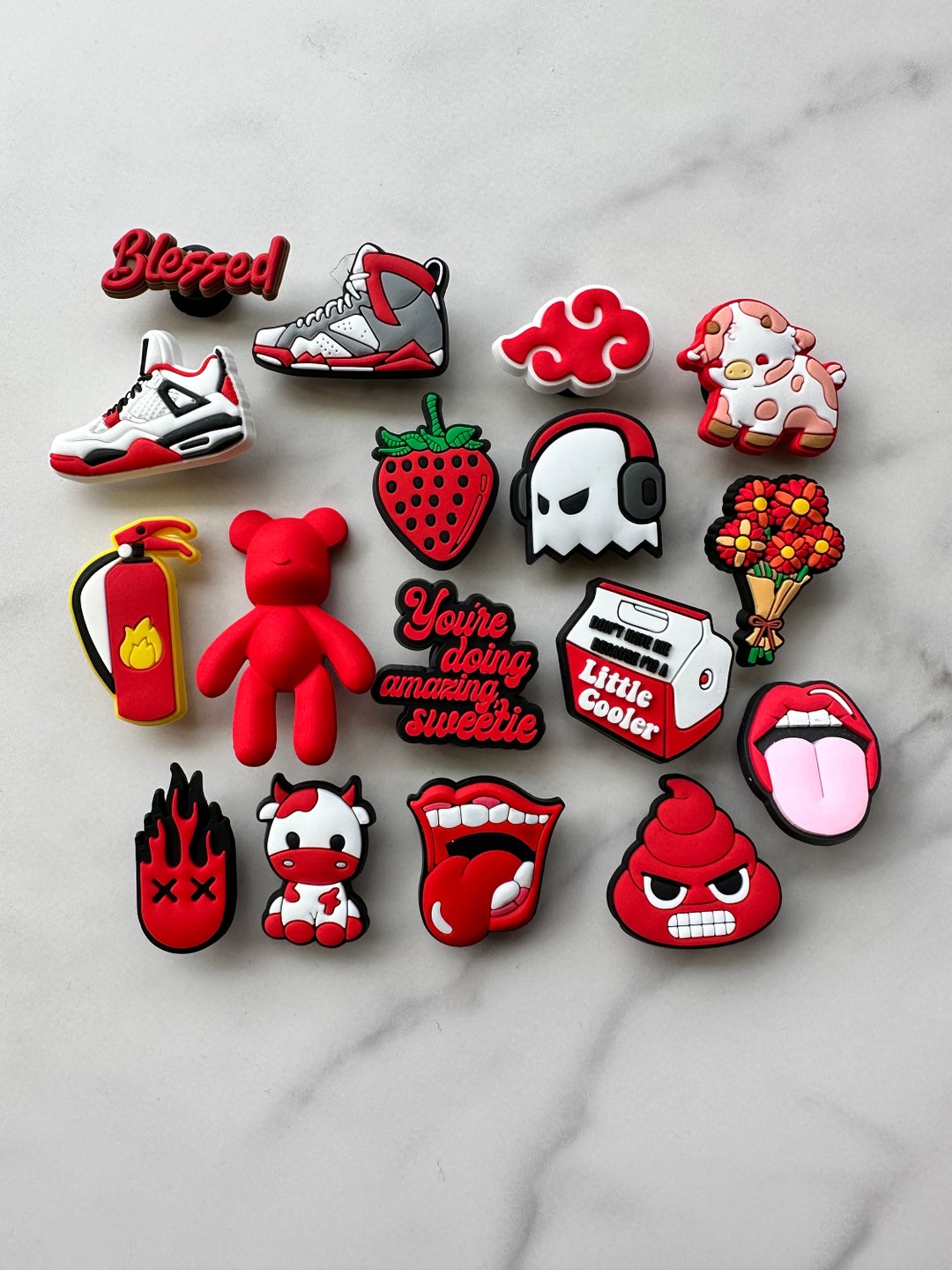 Red Shoe Charms, Croc Compatible Charms, Pvc Shoe Charms, Plastic ...