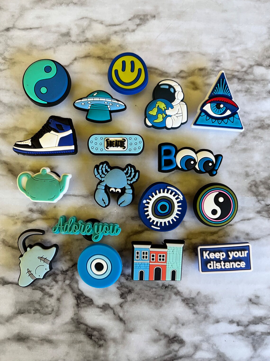 Blue Shoe Charms, Blue Themed Charms for Crocs, Smiley Face Charms - Etsy