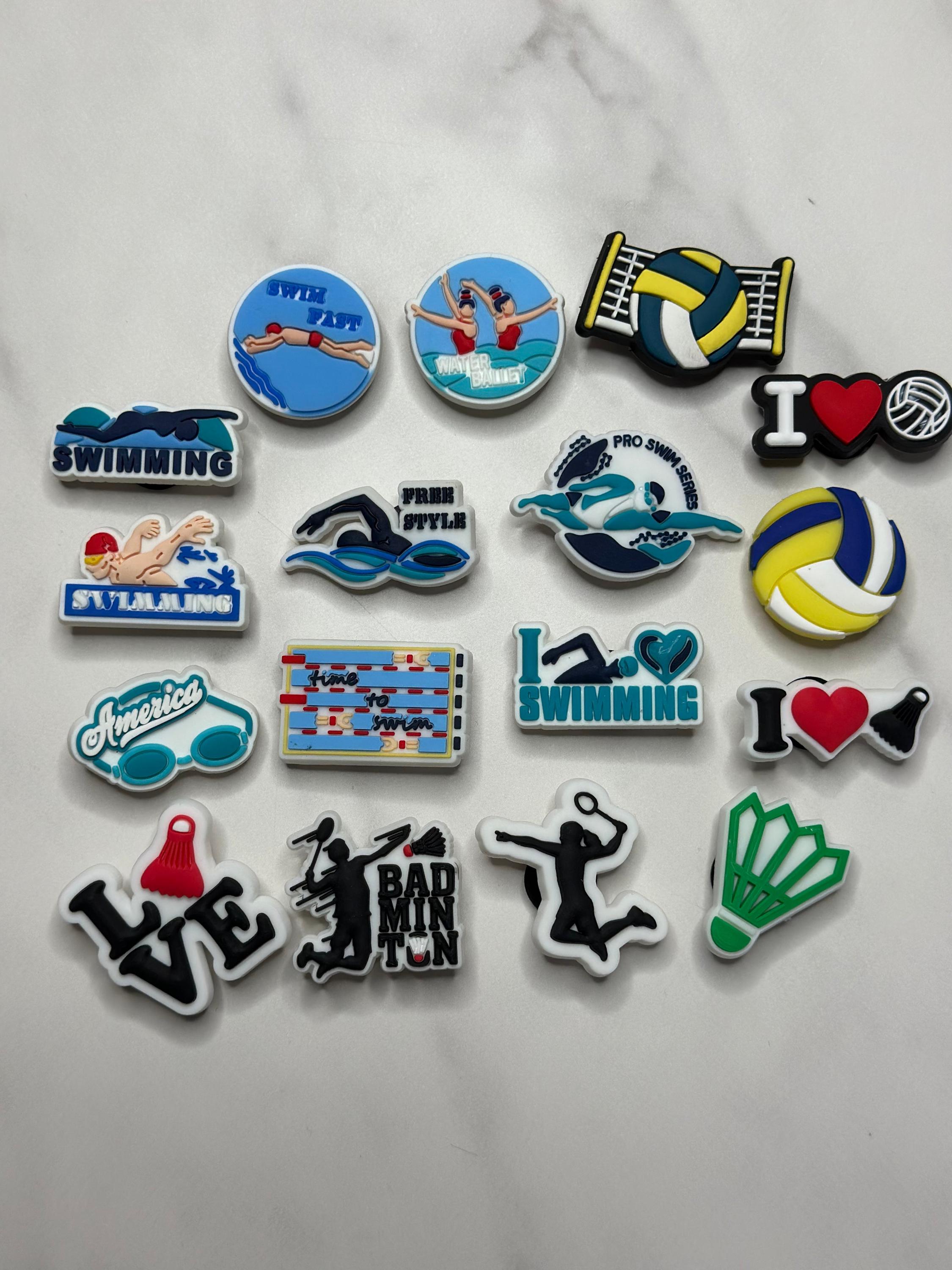 Swim Themed Shoe Charms for Crocs, Croc Compatible Volleyball Charms ...