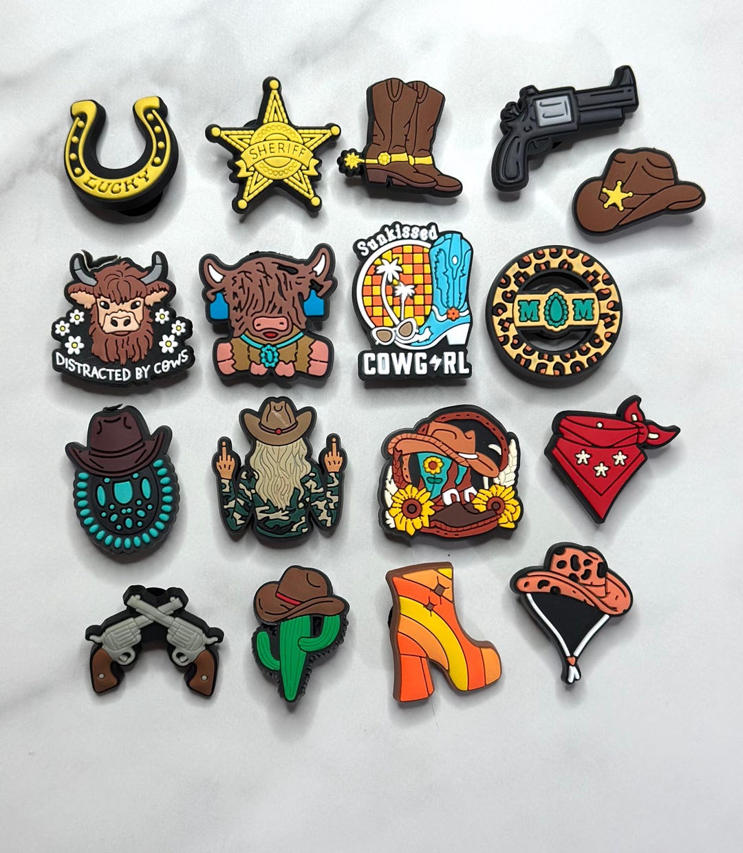 Western Cowgirl Themed Shoe Charms, Cowboy Croc Compatible Charms, Cow ...
