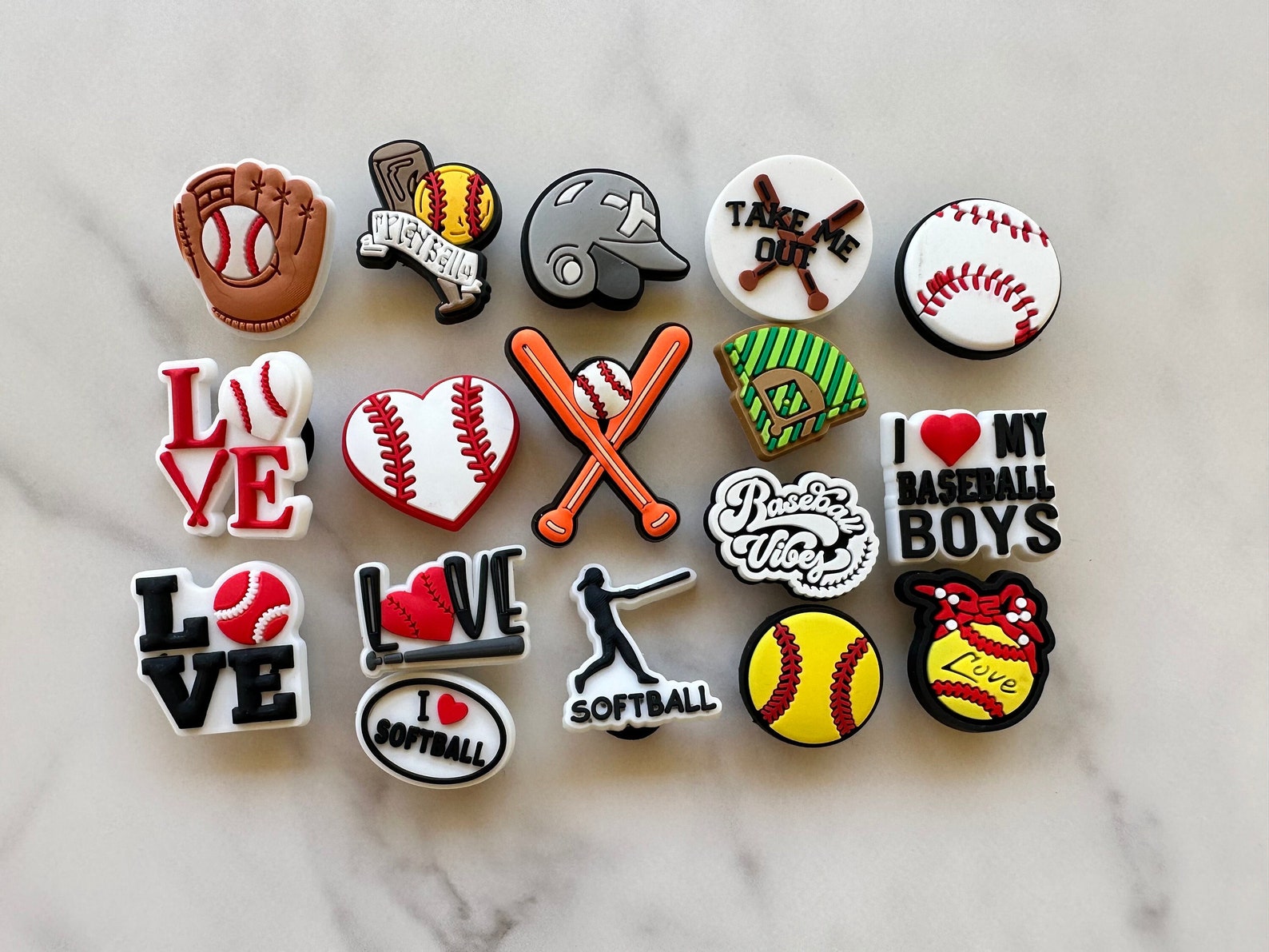 Baseball Themed Shoe Charms, SOFTBALL Croc Compatible Shoe Charms ...
