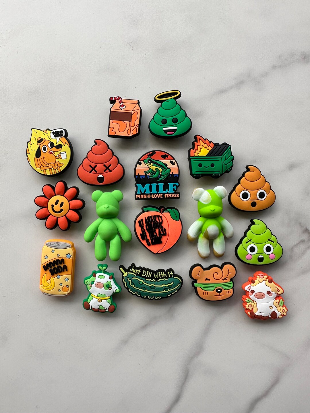 Green and Orange Themed Shoe Charms, Croc Compatible Shoe Charms, Green ...