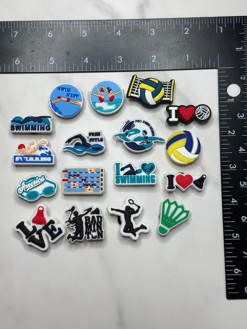 Swim Themed Shoe Charms for Crocs, Croc Compatible Volleyball Charms ...