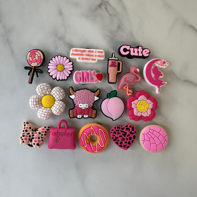 Croc Charm Pink Flower - Etsy