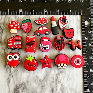 Red Shoe Charms, Croc Compatible Charms, Pvc Shoe Charms, Plastic ...