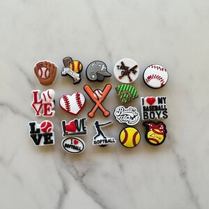 Baseball Themed Shoe Charms, SOFTBALL Croc Compatible Shoe Charms ...