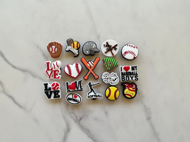 Baseball Themed Shoe Charms, SOFTBALL Croc Compatible Shoe Charms ...