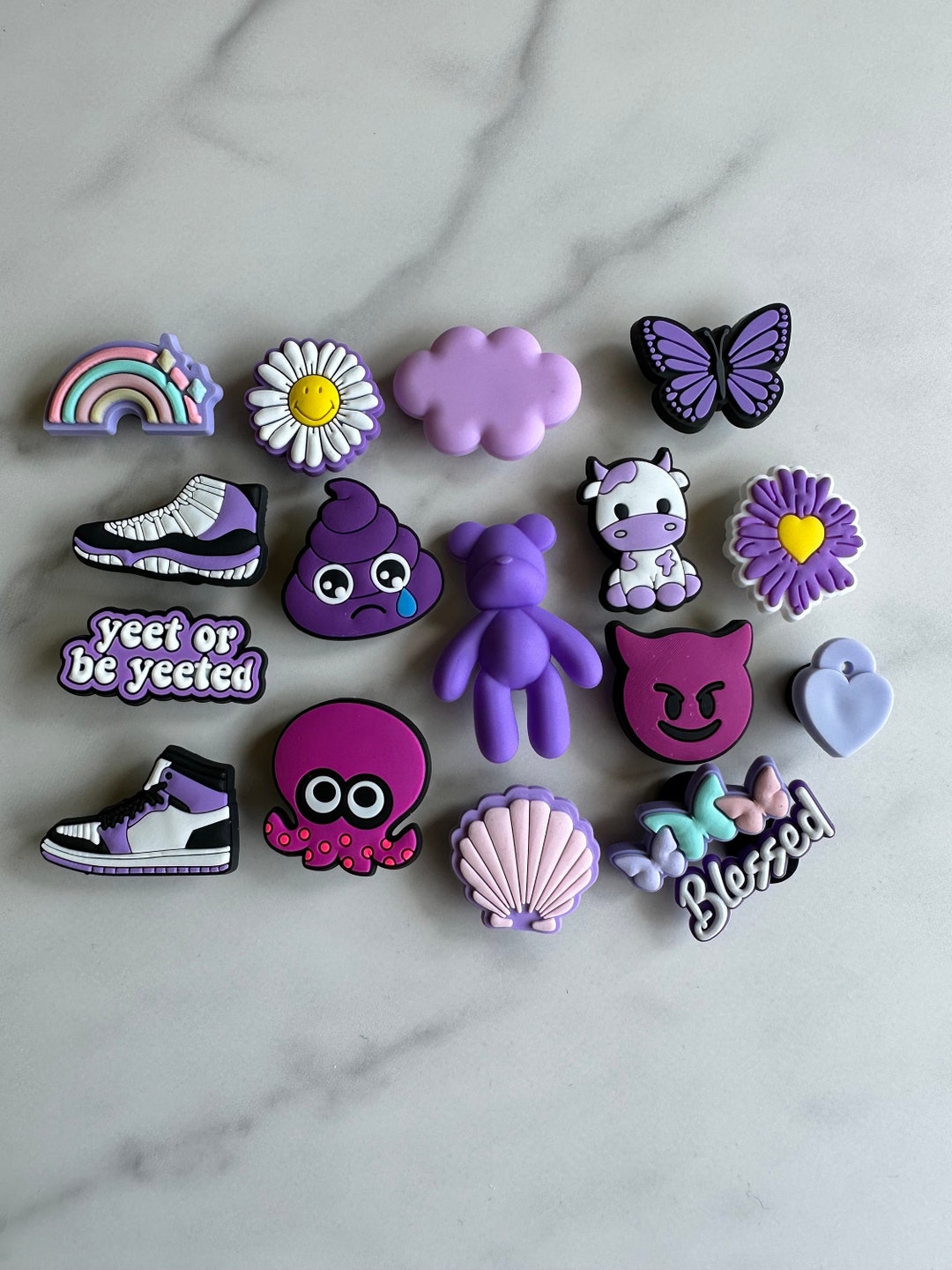 Purple Shoe Charms for Your Crocs, Croc Compatible Shoe Charms, Emoji ...