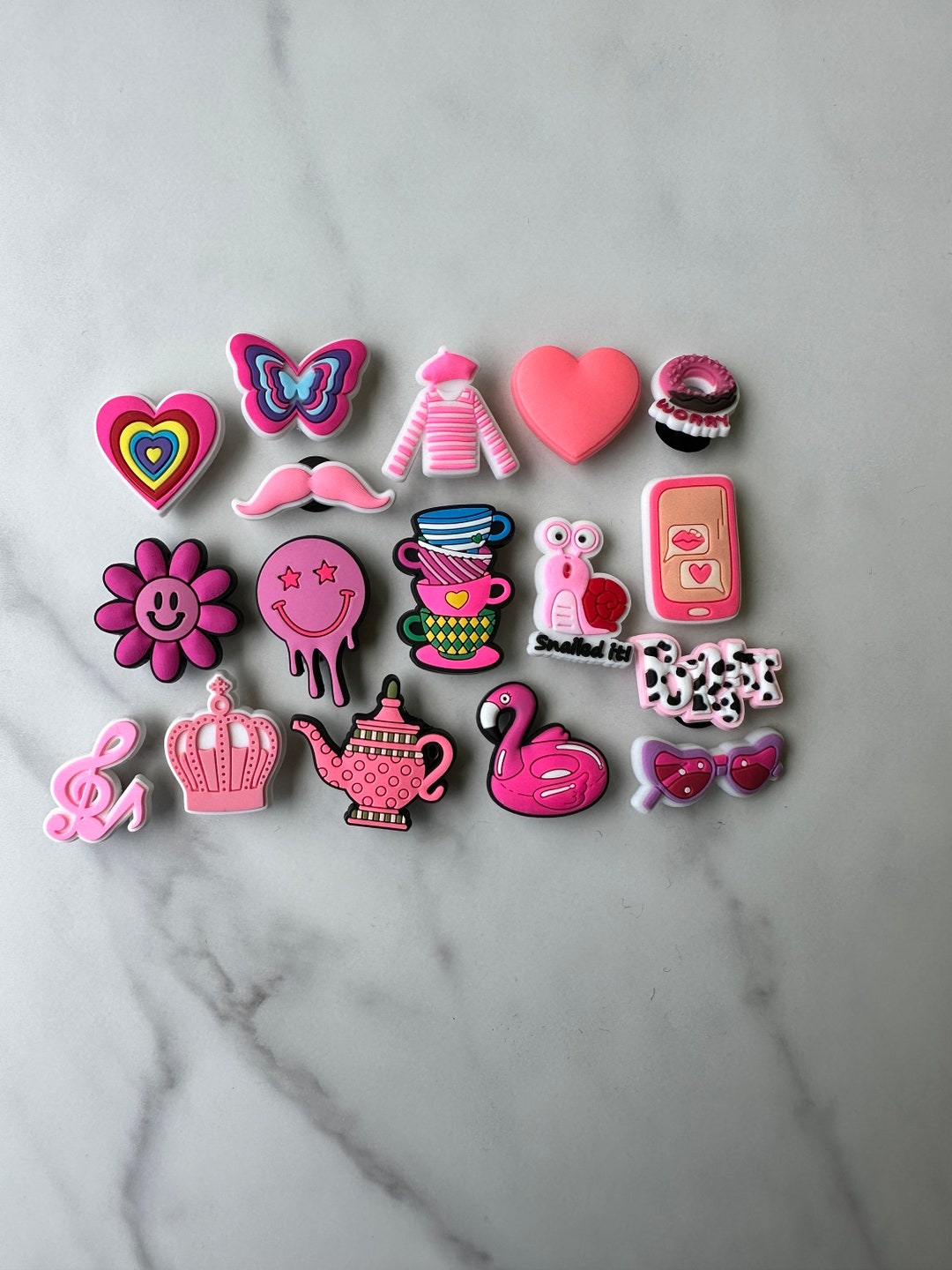 Cute Pink Shoe Charms for Your Crocs, Croc Compatible Shoe Charms, Evil ...