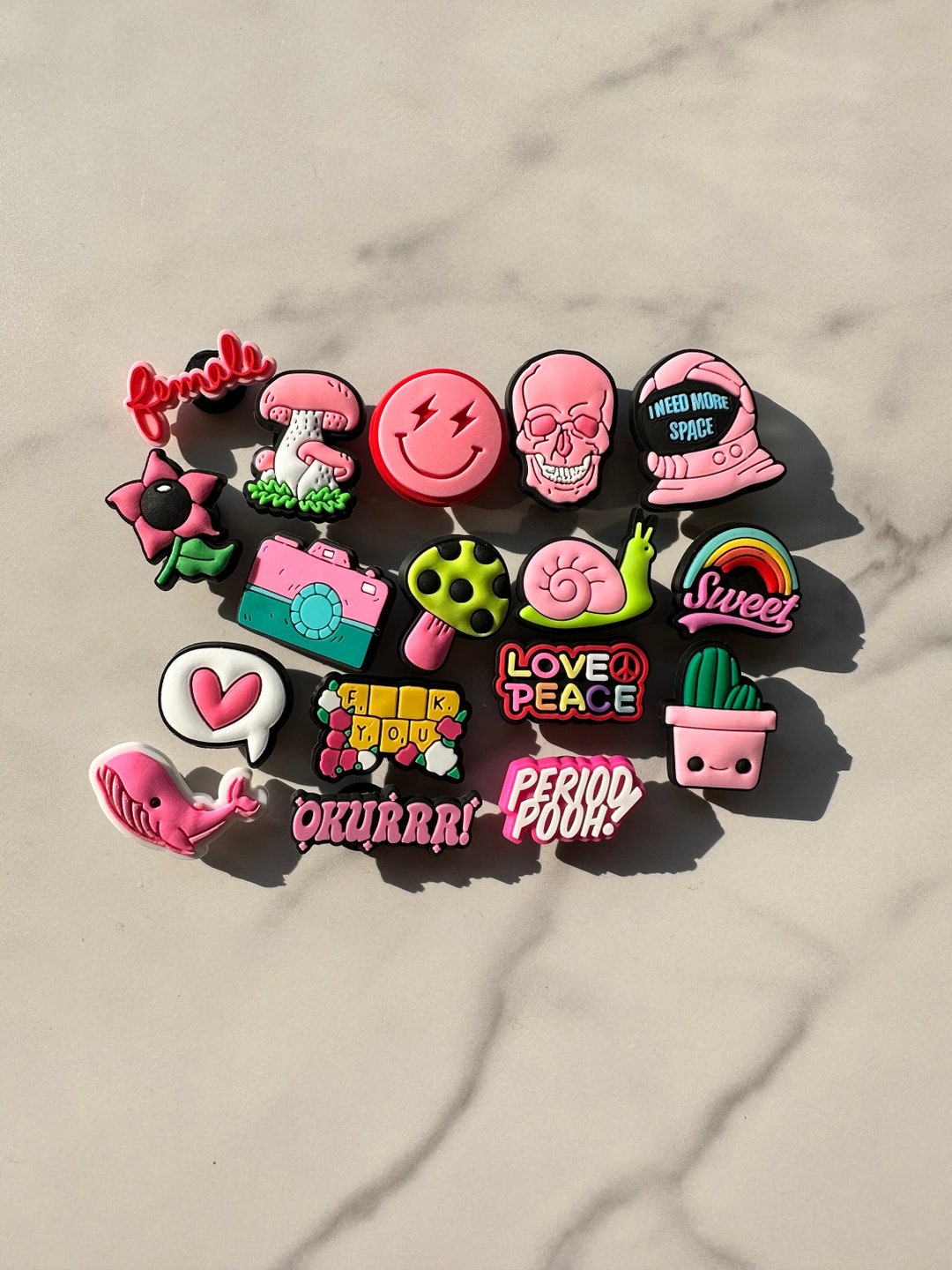 Pink Shoe Charms for Your Crocs, Croc Compatible Clog Accessories, Pink ...