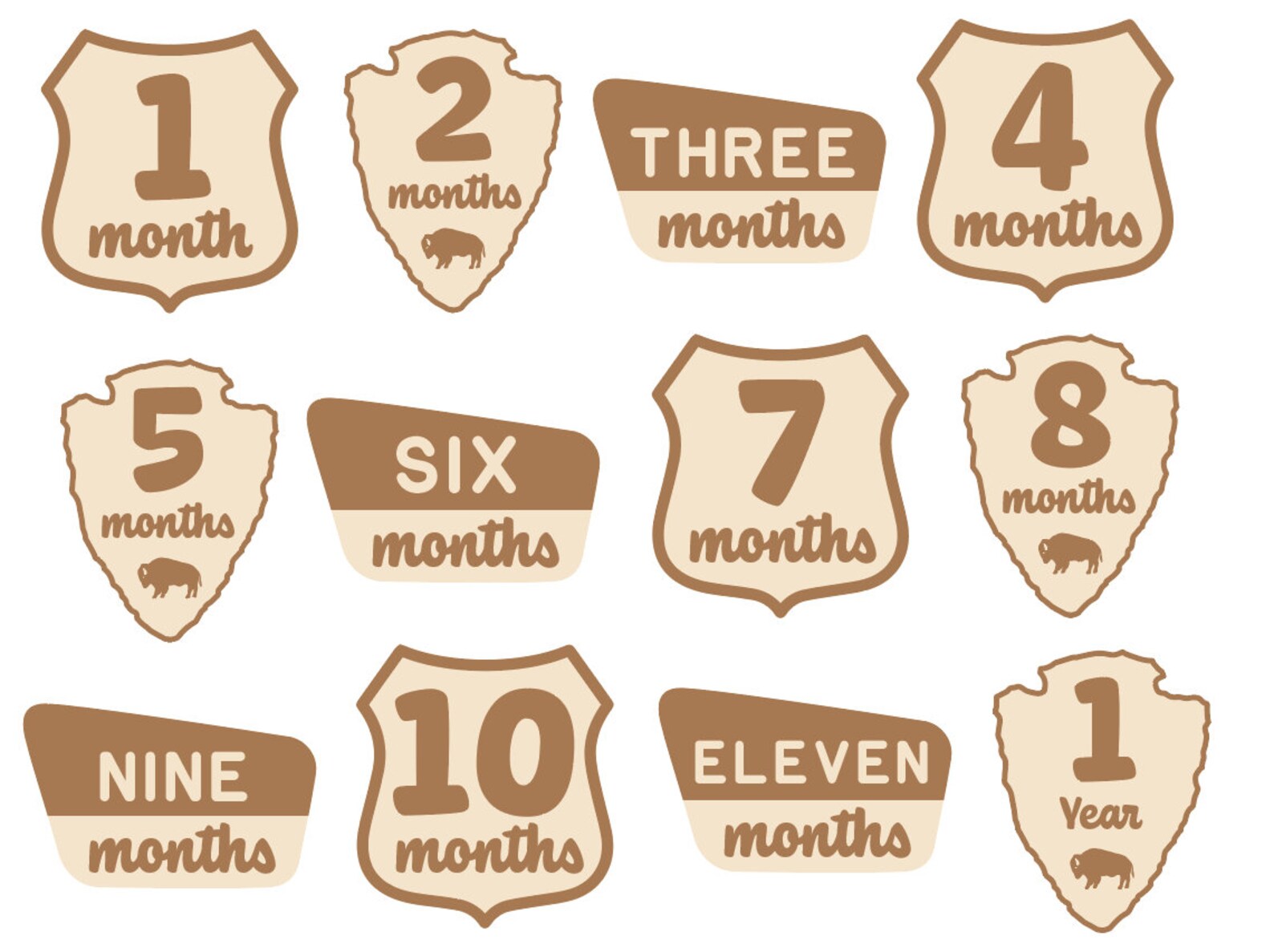 12 Month Baby Milestone Wood Signs Mix Design | Etsy