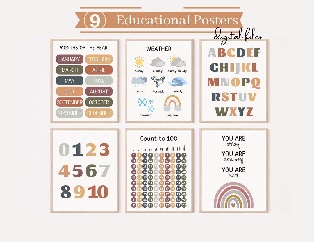 Set of Boho Theme Educational Posters | 9 | Classroom Décor ...