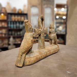 Egyptian Horus Falcon and Ankh Statue Handmade Stone Sculpture - Etsy