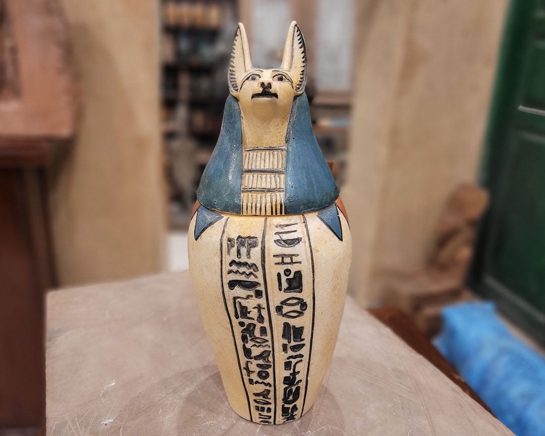Egyptian Duamutef Jackal Head Canopic Jar Handmade Stone - Etsy