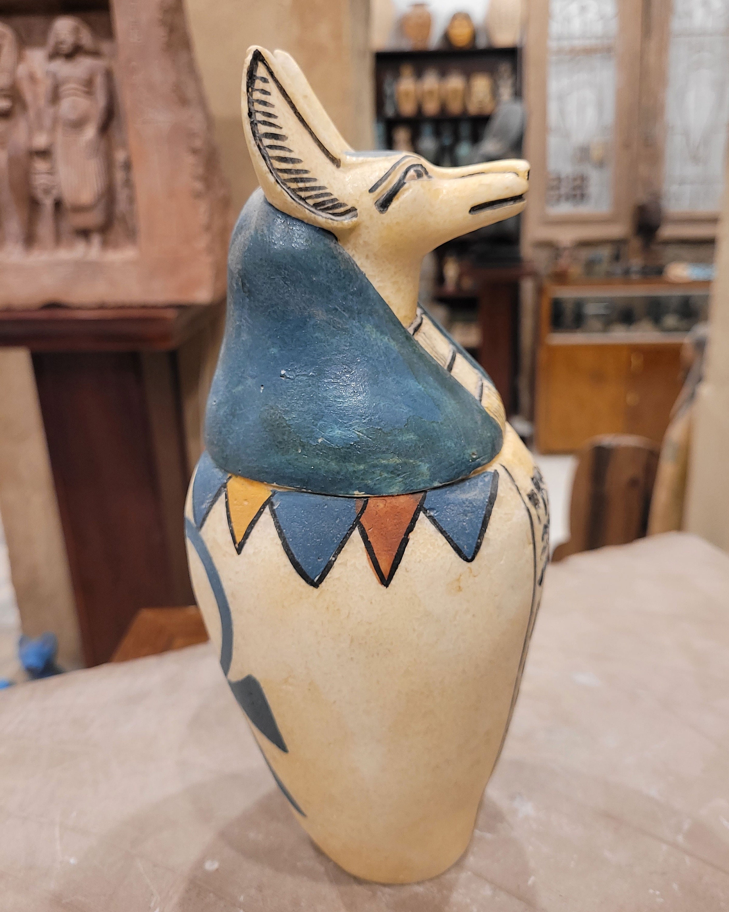 Egyptian Duamutef Jackal Head Canopic Jar Handmade Stone - Etsy