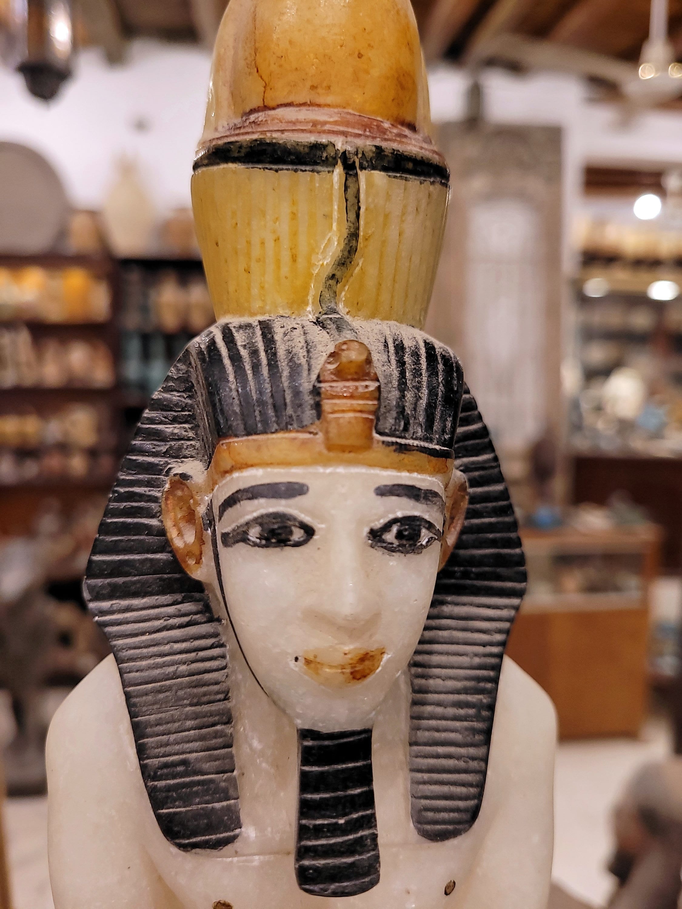 Hand-painted Alabaster Kneeling Egyptian King Statue Ancient Egyptian ...