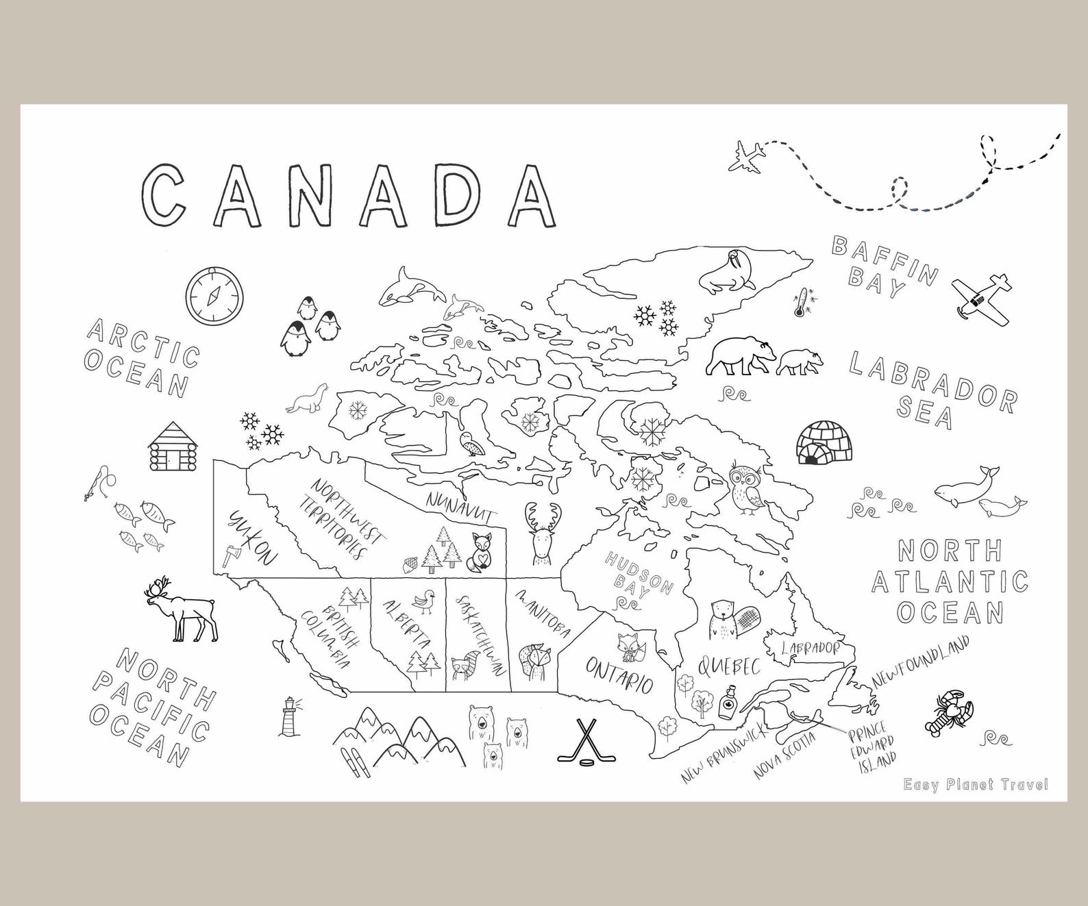 14 Coloring Activity World Maps for Kids Printable Educational ...